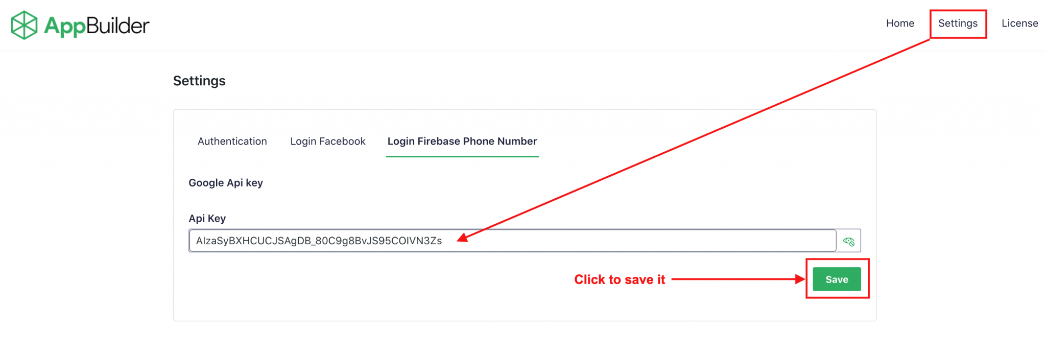 Update API Key to App builder plugin – Appcheap