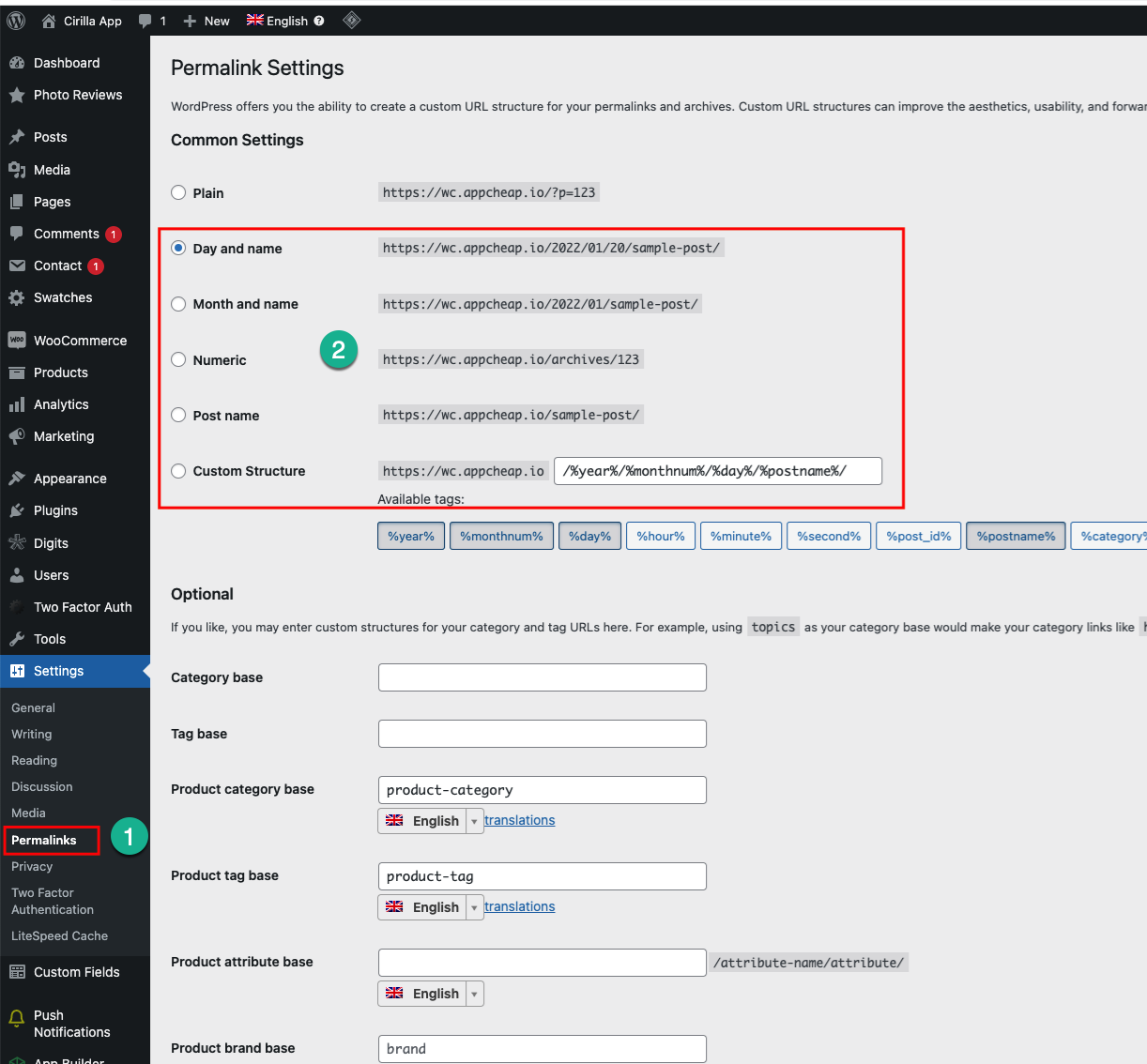 Permalinks configuration – Appcheap